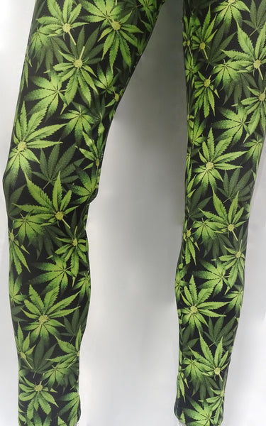 Green Marijuana Leggings - Piedmont Boutique